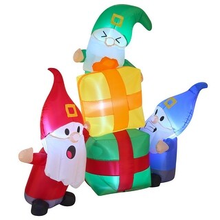 Joyfy 6 FT Christmas Inflatable Gnomes with Stacked Gifts, Built-in ...
