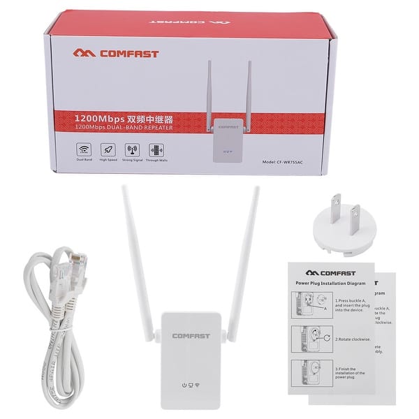 1200Mbps WiFi Range Extender Repeater Wireless Amplifier Router Signal ...