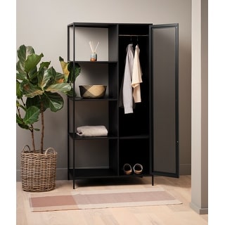 Rye Studio Malina Modern Metal Wardrobe with Shelves - Bed Bath ...