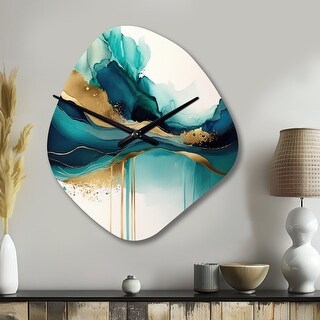 Teal And Gold Abstract Expression II - Abstract Liquid Ink Large Wall ...