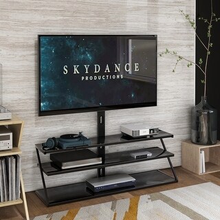 Universal Entertainment Center Tempered Glass Height Adjustable Glass ...