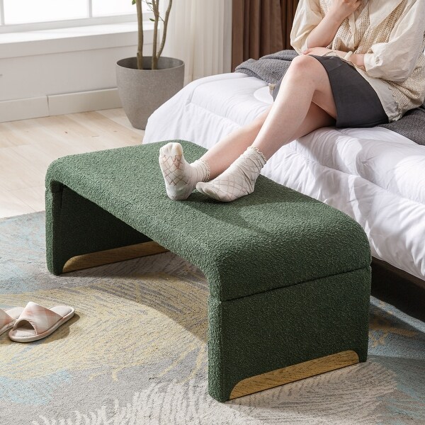 New Boucle Fabric Loveseat Ottoman Footstool Bedroom Bench Shoe Bench with Gold Metal Legs Multipurpose Foot Rest Sofa Stool Bed Bath Beyond 37828665