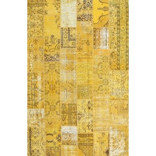 Ahgly Company Machine Washable Contemporary Yellow Area Rugs - Bed Bath ...