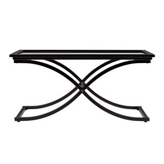 42" Black Glass And Metal Rectangular Coffee Table - 20" H x 42" W x 24 ...