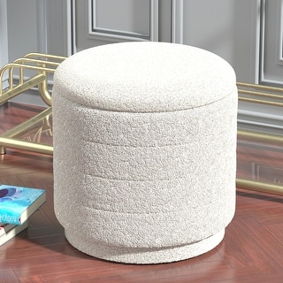 Velvet Wool Fabric Round Pouf Storage Ottoman Living Room Metal Foot ...