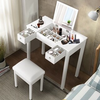 Vanity Table with Flip-Top Mirror and Jewelry Storage - Bed Bath ...