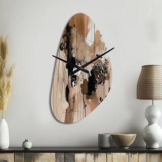 Brown And Black Artistic Freedom I - Abstract Wall Clock in Fall Shape ...