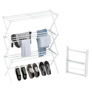3-Tier Foldable Drying Rack – Indoor/Outdoor, Rustproof, Black - Bed ...