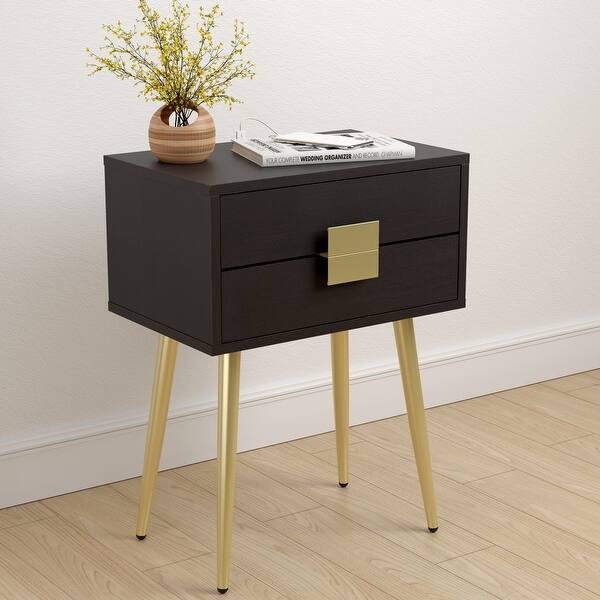 Modern Design Accent Table with Drawers and Brass Legs - Bed Bath ...