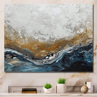 Designart "Grey Gold Modern Abstract Contemporary Ii" Abstract Marble ...