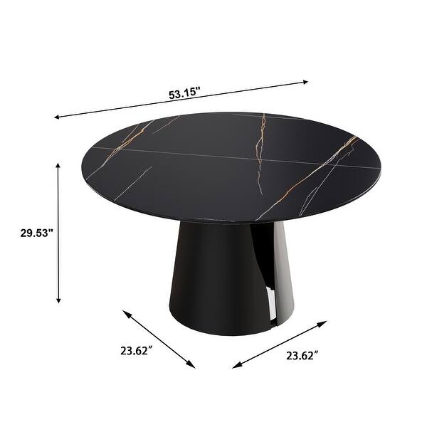53" Dining Table Round Marble Kitchen Table, Sintered Stone Panel Table ...
