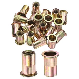 Pack Rivet Nuts, Carbon Steel Knurled Flat Head Threaded Insert Nuts ...