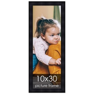 10x30 Frame Black Contemporary Wood Panoramic Frame with UV Resistant ...