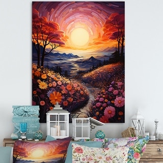 Designart "Sunset Horizon Pointillism III" Sunrisesunset Wall Art ...