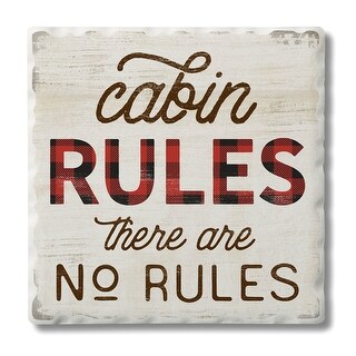 Counterart Absorbent Stone Coasters - Cabin Rules - Set of 4 - 4x4x1 ...