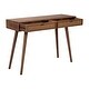 30"H Natural Solid Acacia Wood Rectangular Writing Desk with Mid ...