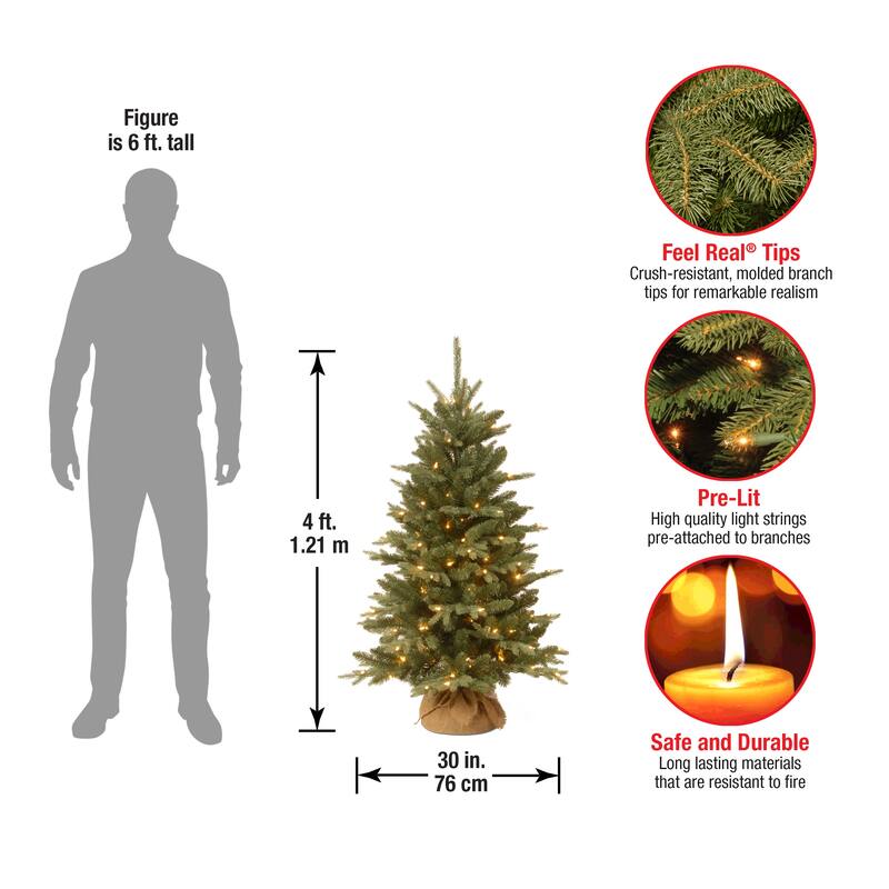 National Tree Company 4 ft. Burlap Christmas Tree with Clear Lights - 4 ...