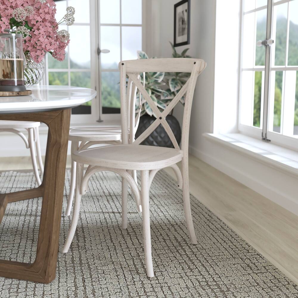 Modern Solid Wood Stacking Cross Back Dining Chairs (Set of 2 ...