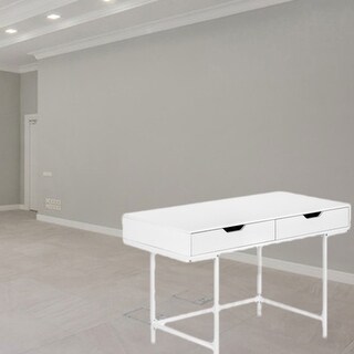 48" Modern Computer Desk with Storage Drawers and Metal Base, Sleek ...