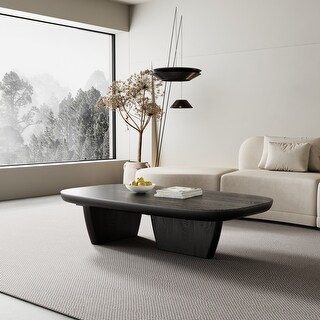 51" Modern Coffee Table with Two Legs,Solid Wood Venner - On Sale - Bed ...
