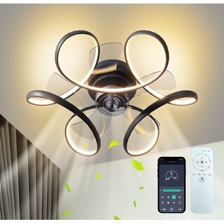 Ceiling Fan with Light Remote 6 Speeds 3 Colors Low Profile Modern ...