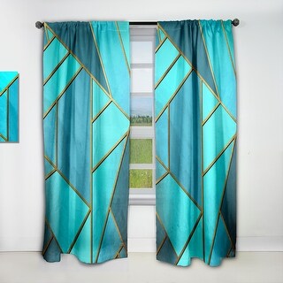 Designart 'Yellow Triangular Geometry overShades of Cyan' Modern ...