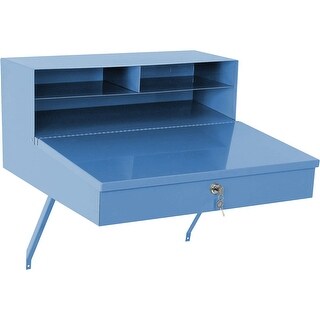 Steel Wall Mounted Sloped Receiving Desk, 24"W x 22"D, Blue - 22"L x 24 ...