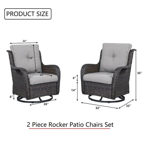 3 Piece Outdoor Wicker Swivel Rocker with Cushion & Table - On Sale ...