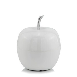 White Medium Apple Shaped Aluminum Accent Home Decor - Bed Bath ...