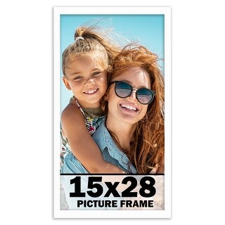 15x28 Frame White Solid Wood Picture Frame Includes UV Acrylic Shatter ...