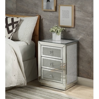 Noralie Mirrored Accent Table with Decorative Faux Diamond Detail - Bed ...