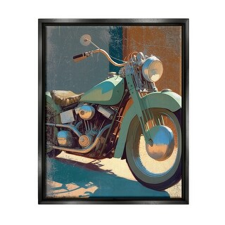 Stupell Rustic Green Motorcycle Framed Floater Canvas Wall Art Design ...