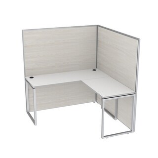 Single Private L-Shaped Cubicle Workstation With Storage 5x5x65"H - 5X5 ...