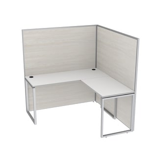 Single Private L-Shaped Cubicle Workstation With Storage 5x5x65"H - 5X5 ...