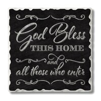 Counterart Absorbent Stone Coasters - God Bless This Home - Set of 4 - 4x4x204 - Bed Bath ...