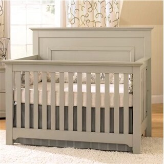 Wood Toddlers Bed Fram Full Panel 4-in-1 Convertible Crib Light Gray ...