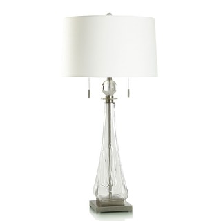 Daydream Glass Table Lamp - Nickel and Clear Textured Drop Design ...