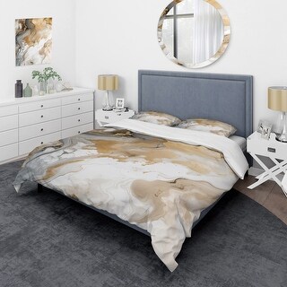 Designart "Gold And Grey A Marble Effect V" Gold Modern - Bedding Cover ...