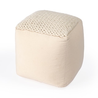 Fernandos Woven Cream Pouffe - Bed Bath & Beyond - 36487846