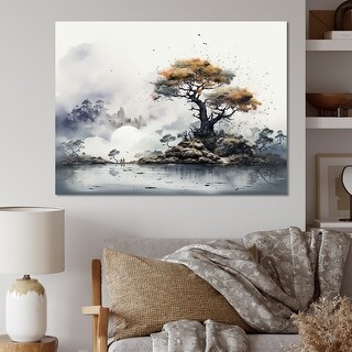 Designart "Grey Tree Ink Harmony" Landscape Trees Wall Art Prints - Bed ...