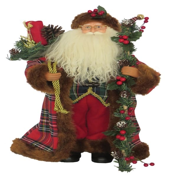 15" Christmas Plaid Santa - Red - Bed Bath & Beyond - 34579205