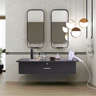 Wall-Mounted Styling Station with Drawer and Tool Holes,Vanity Table ...
