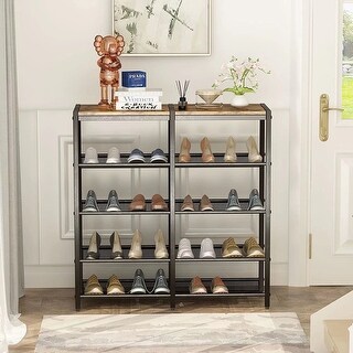 Industrial Shoe Rack, Freestanding 5-Tier Storage Rack-Included 4 Metal ...