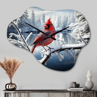 Canada Red Cardinal Bird Winter Wonderland V - Canada Large Wall Clock ...