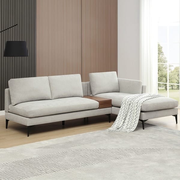 Modular L-shaped Sofa With a Reversible Design and Built-in Wooden ...