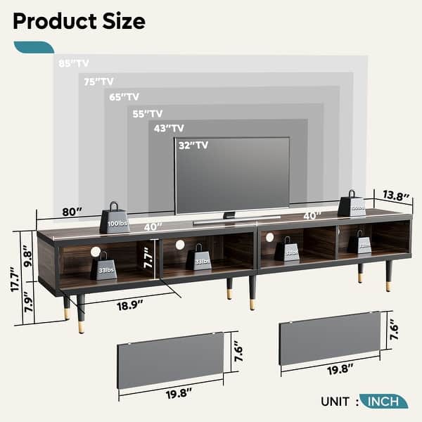 Modern TV Stand up to for 85 inch TVs Entertainment Center with Storage ...
