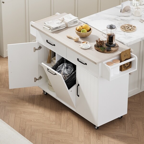 Multipurpose Tilt out Cabinet Kitchen Island on Wheels with Drop Leaf Bed Bath Beyond 40732063