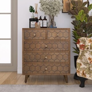 Handcrafted Accent Drawer with Abstract Carving 5 Drawers - Bed Bath ...