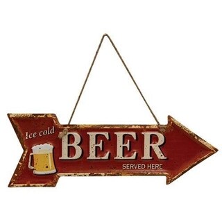 Ice Cold Beer Served Here Hanging Metal Sign - 5" high by 15.75" wide ...