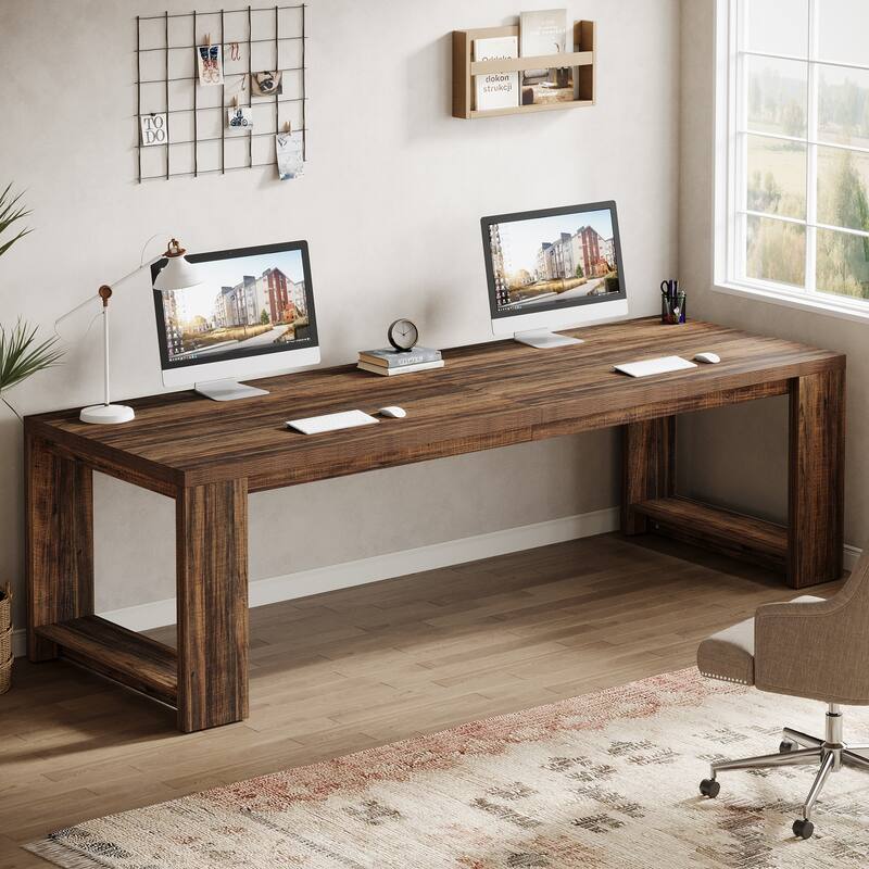 2 Person Desk, 86'' Extra Long Desk, Double Computer Desk Workstation ...
